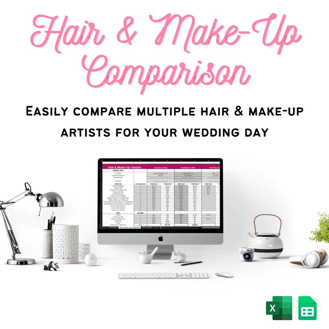 Wedding Hair and Make-up Comparison Spreadsheet - Beauty Vendor ...