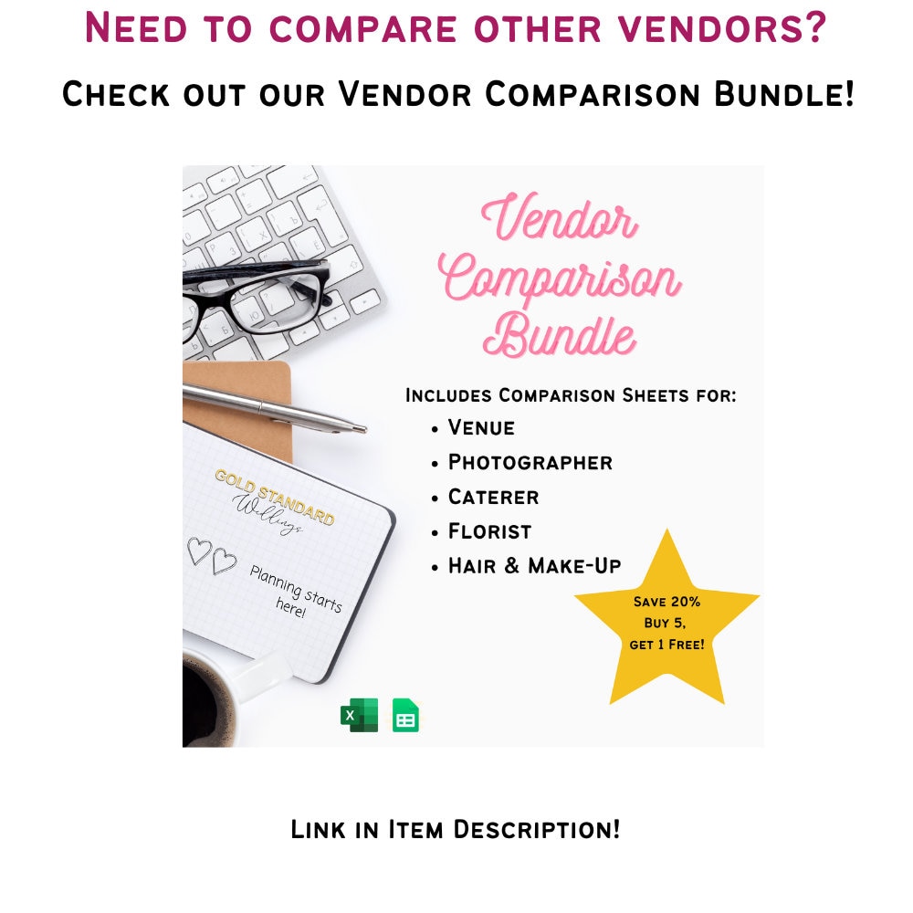 Wedding Catering Comparison Spreadsheet event Planning Template ...