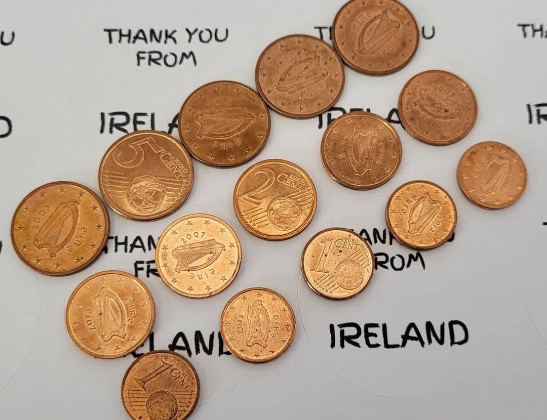 15 Circulated Irish Euro Coins . 15 Ireland Coins With the Harp Symbol ...