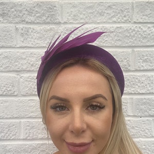 Plum Purple Grape Berry Aubergine Feather Padded Headband Fascinator ...