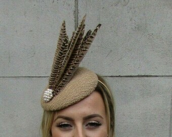 Beige Fascinator Hat | Etsy