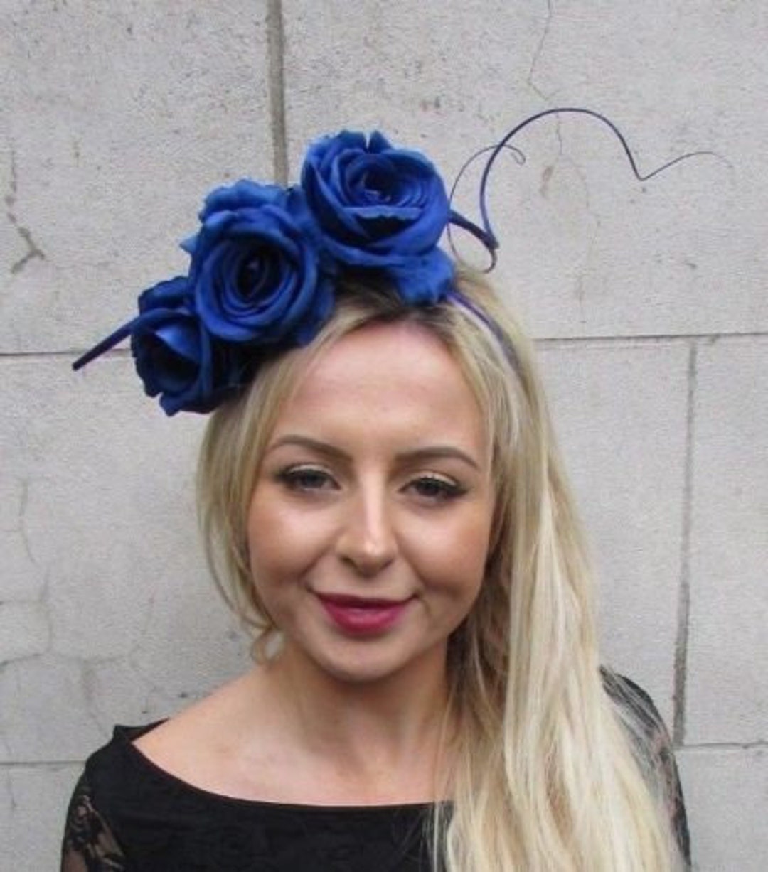 Royal Blue Rose Flower Quill Feather Fascinator Headband Hair - Etsy