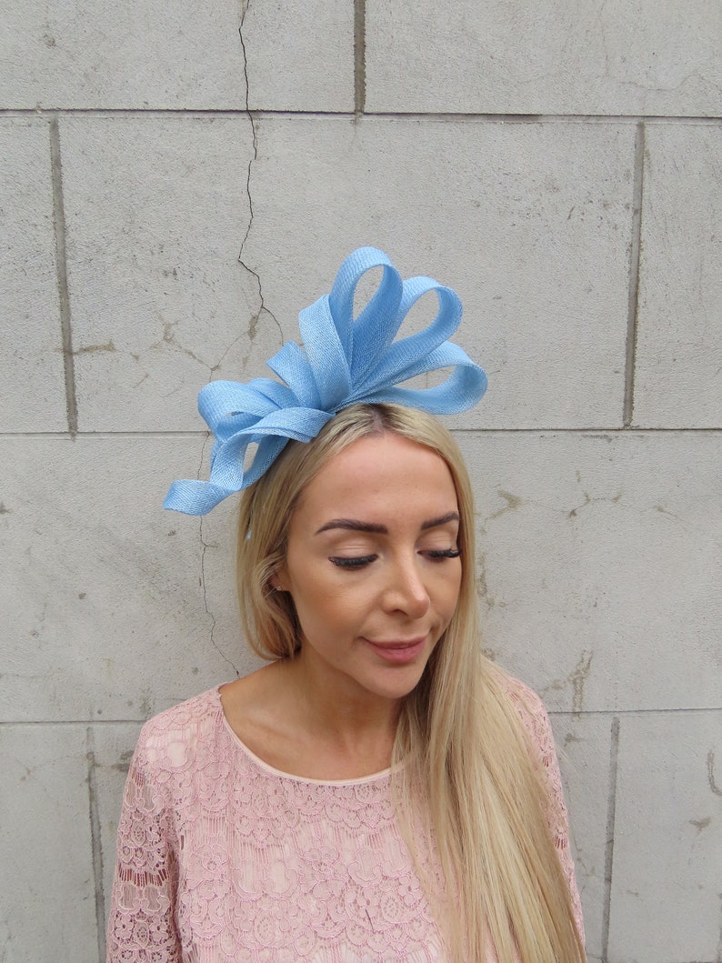 One off Piece Light Baby Blue Fascinator Headband Headpiece Races ...