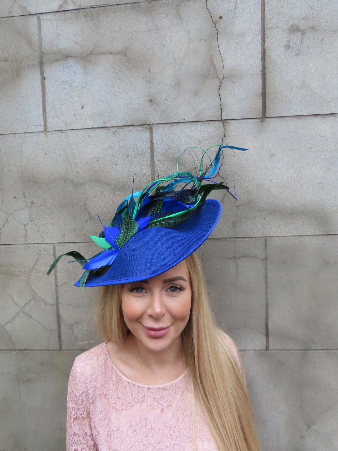 One off Piece Large Royal Blue Emerald Green Turquoise Peacock Feather ...