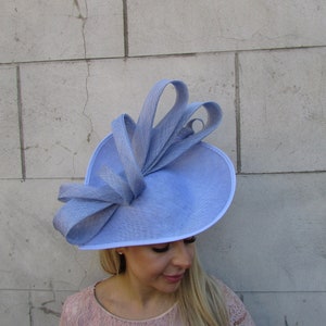 Large Light Cornflower Blue Periwinkle Bluebell Blue Fascinator Hat Big ...