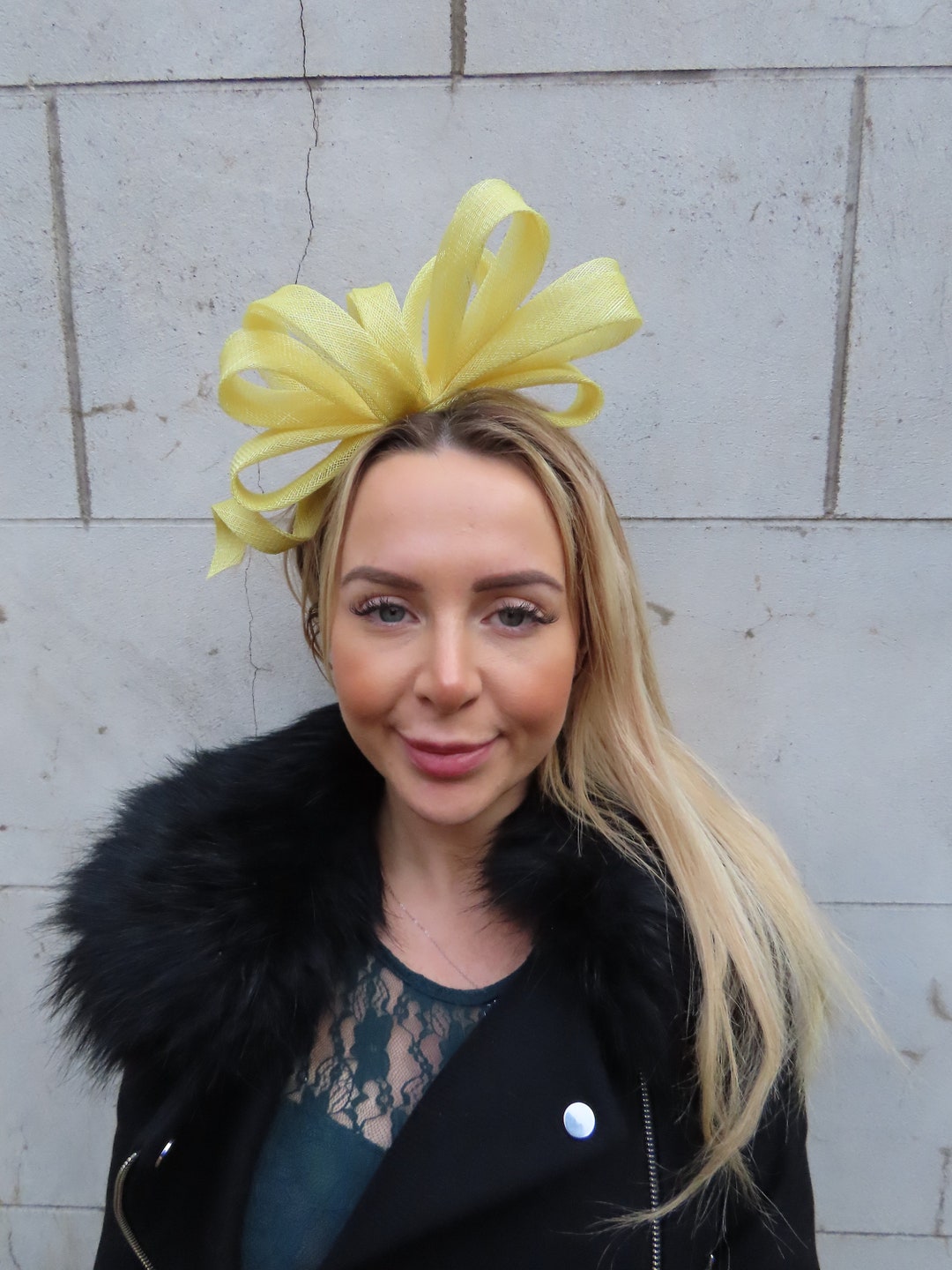 One off Piece - Lemon Yellow Fascinator Headband Headpiece Races ...