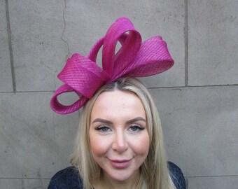 Fuchsia Pink & Orange Feather Fascinator Headband Headpiece Races ...