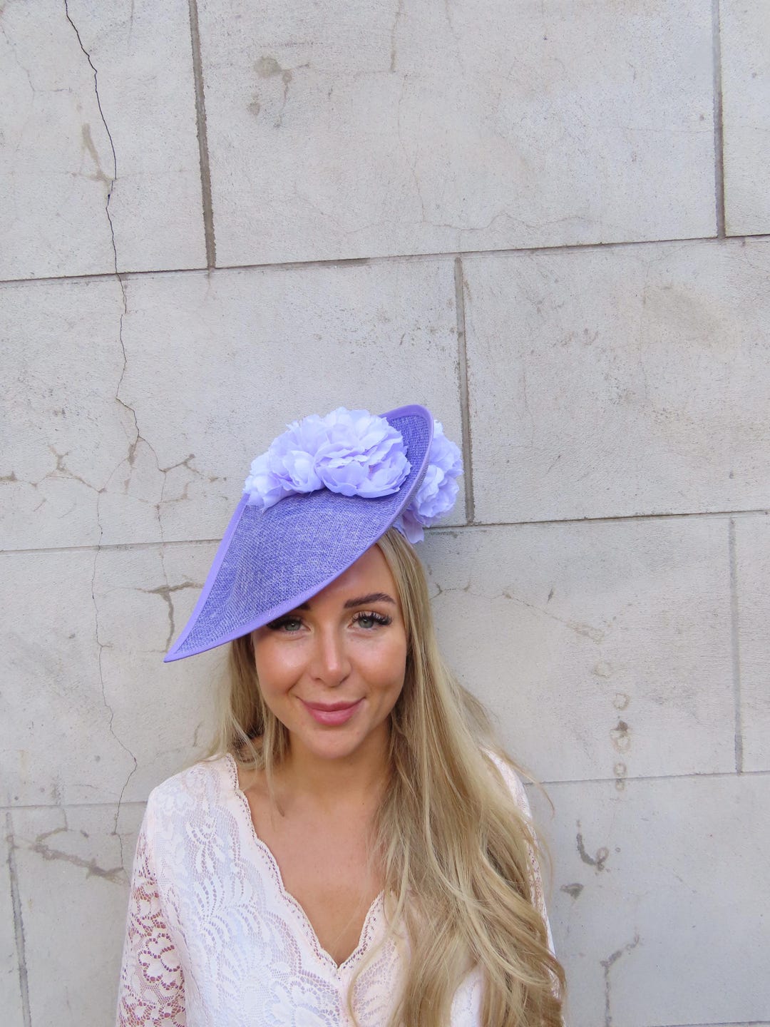 Large Lavender Light Lilac Purple Flower Large Teardrop Fascinator Hat ...