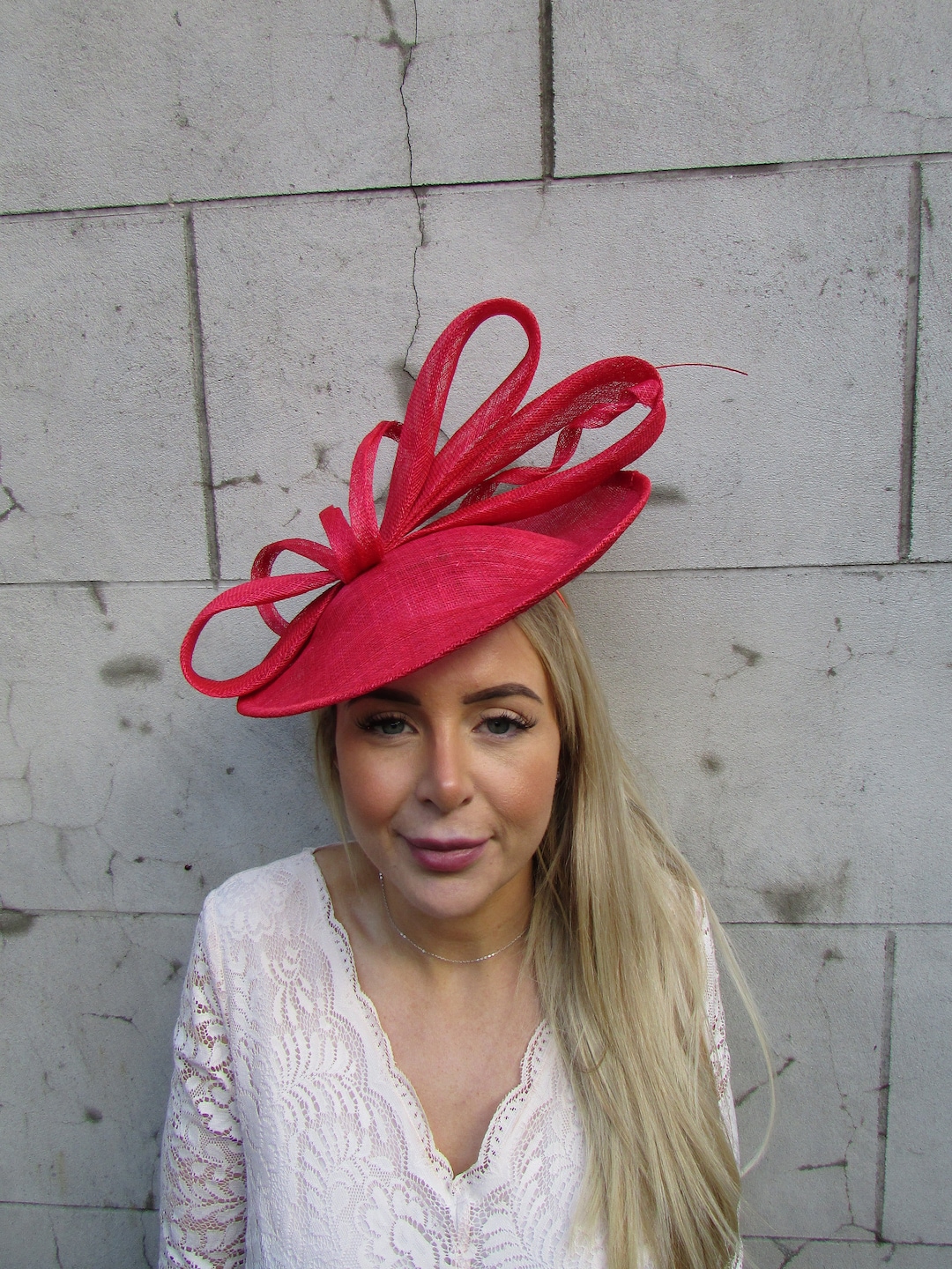 Red Sinamay Disc Hat Hatinator Races Wedding Guest Headband Headpiece ...