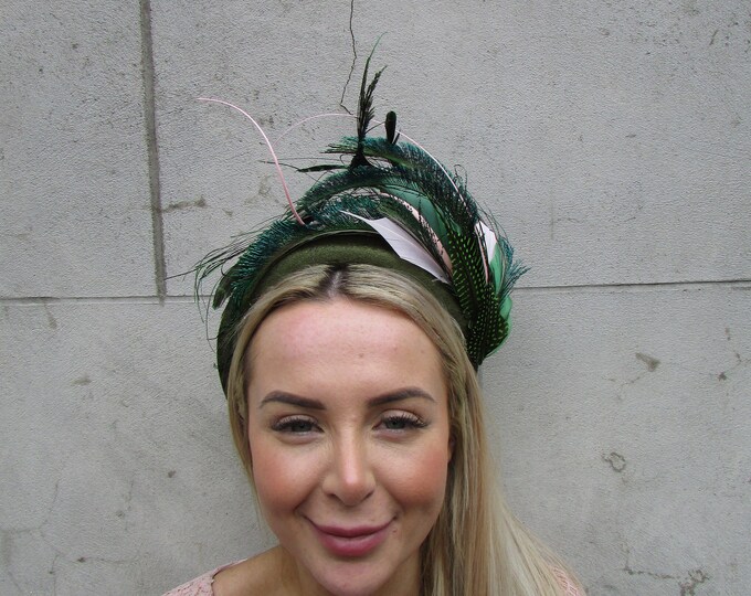 One off Piece Light Blush Pink Sage Olive Green Pheasant Peacock ...