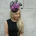 Black Purple Mauve Floral Grape Flower Feather Hat Hair Fascinator ...