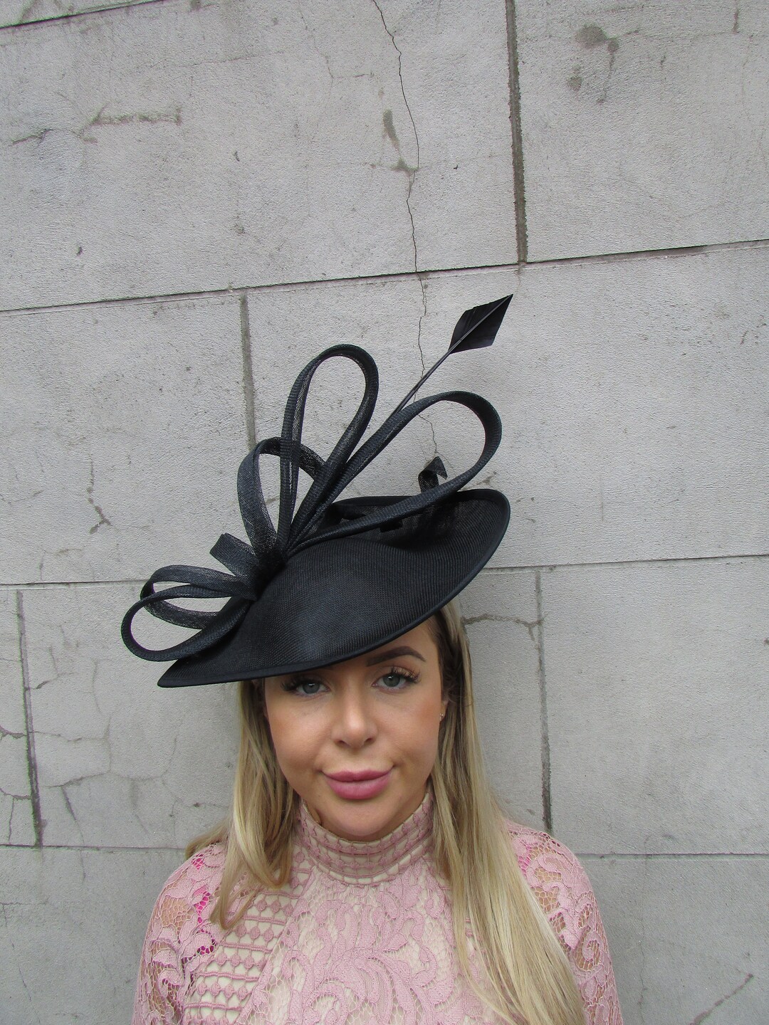 Large Black Fascinator Hat Big Teardrop Hatinator Races - Etsy