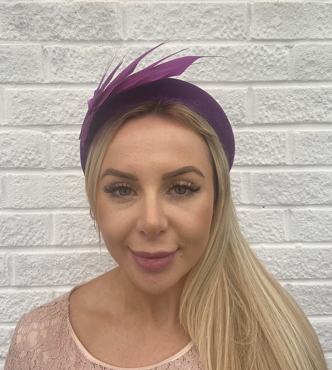 Plum Purple Grape Berry Aubergine Feather Padded Headband Fascinator ...