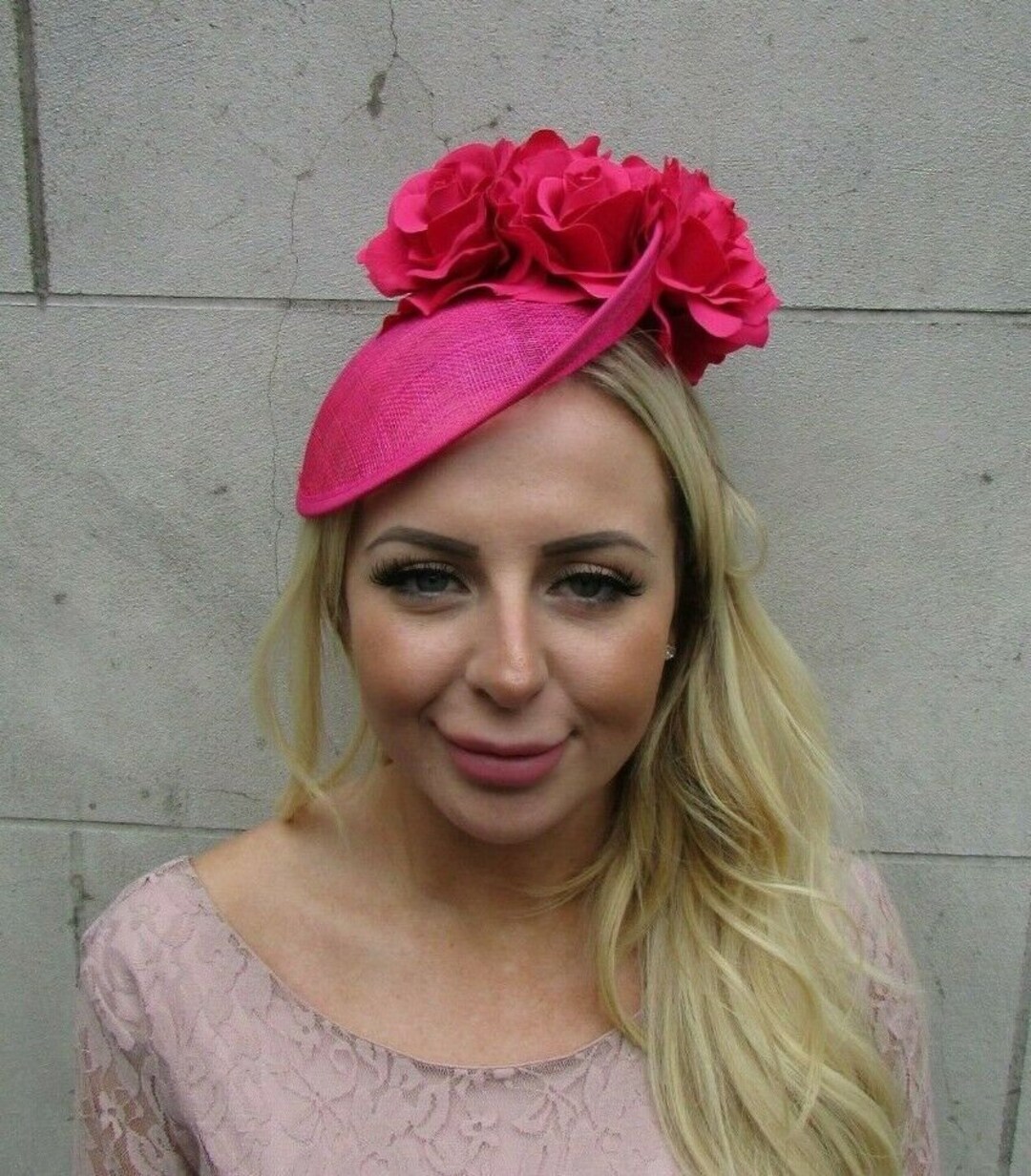 Cerise Hot Pink Rose Flower Floral Hair Fascinator Disc Hat - Etsy