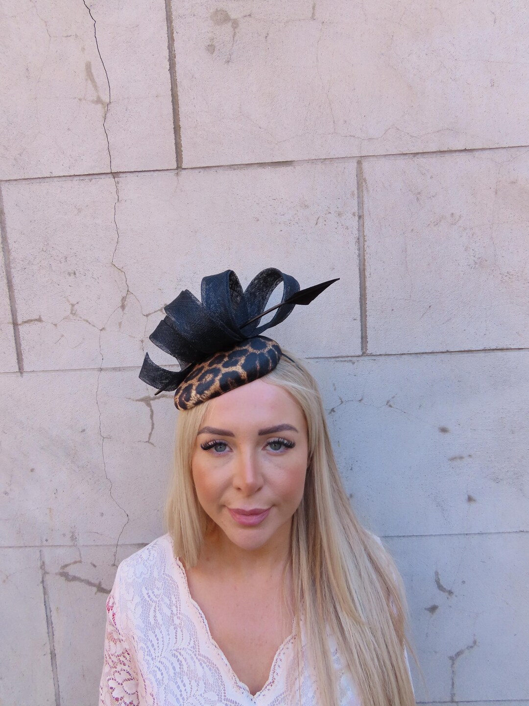 One off Piece - Leopard Print Velvet & Black Statement Feather ...