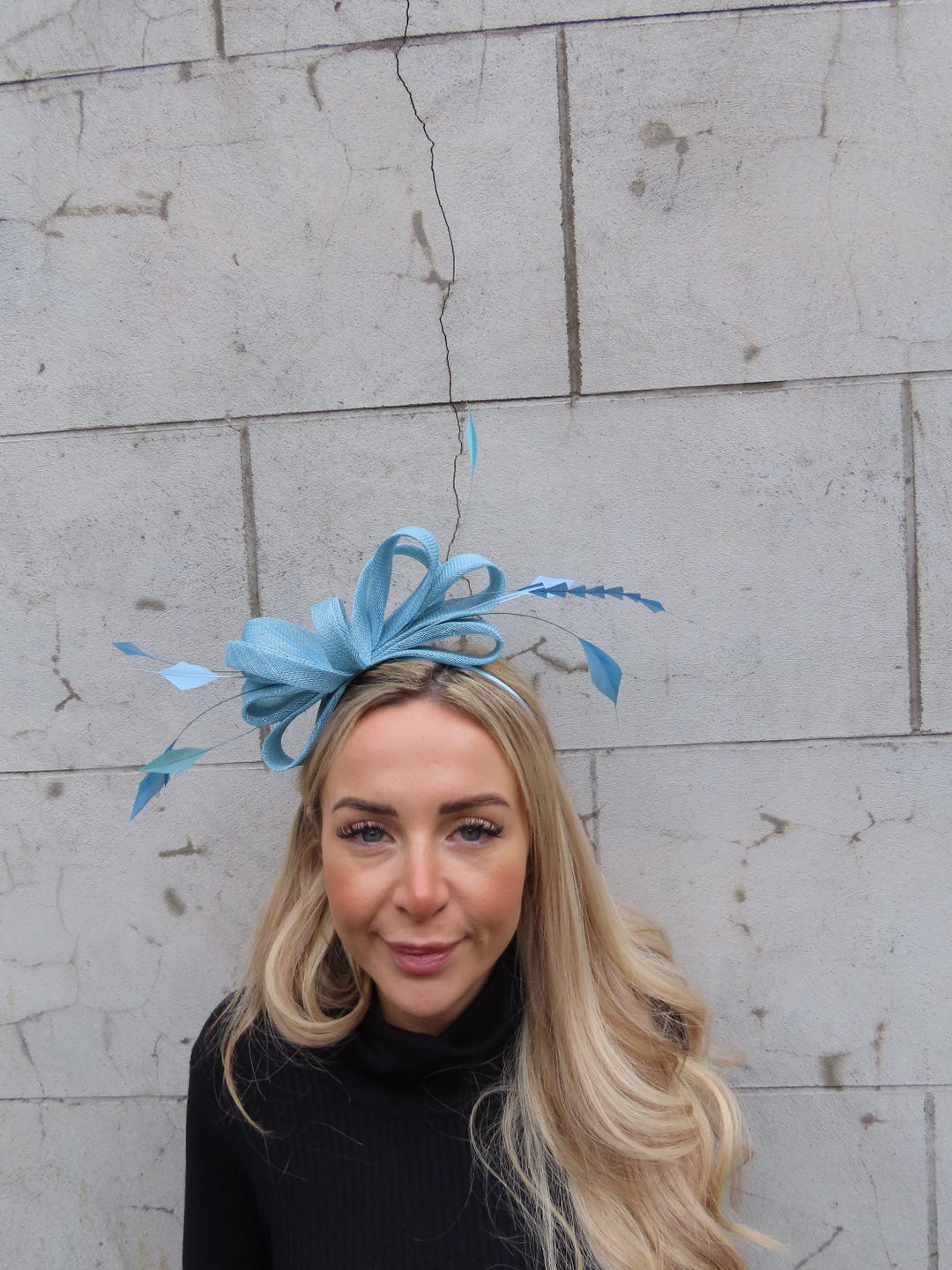 Light Blue Dusty Blue Feather Fascinator Headband Headpiece Races ...