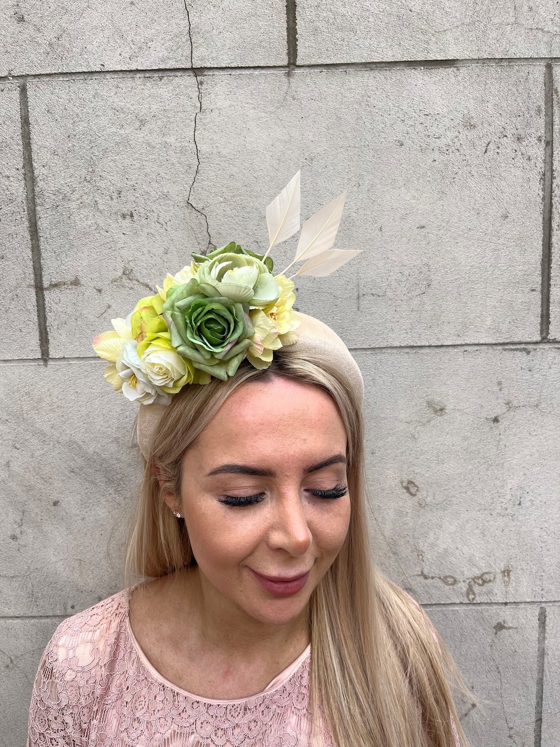 Cream Champagne Chartreuse Olive Green Green Flower Velvet Padded ...