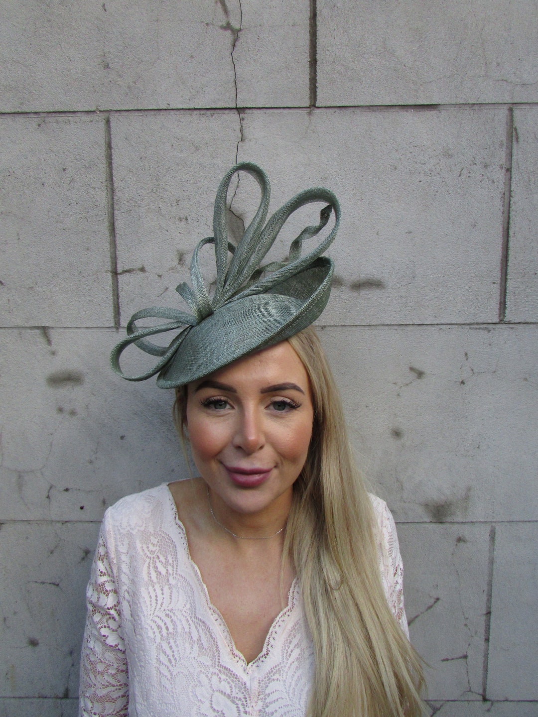 Sage Green Sinamay Disc Hat Hatinator Races Wedding Guest Headband ...