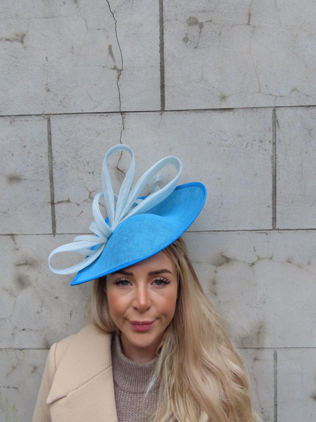 Large Turquoise & Duck Egg Aqua Blue Fascinator Hat Big Teardrop ...