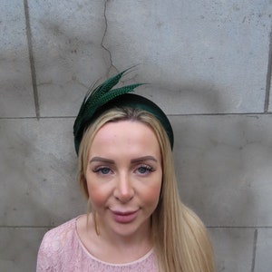 Dark Emerald Green Spotty Feather Velvet Padded Headband Fascinator ...