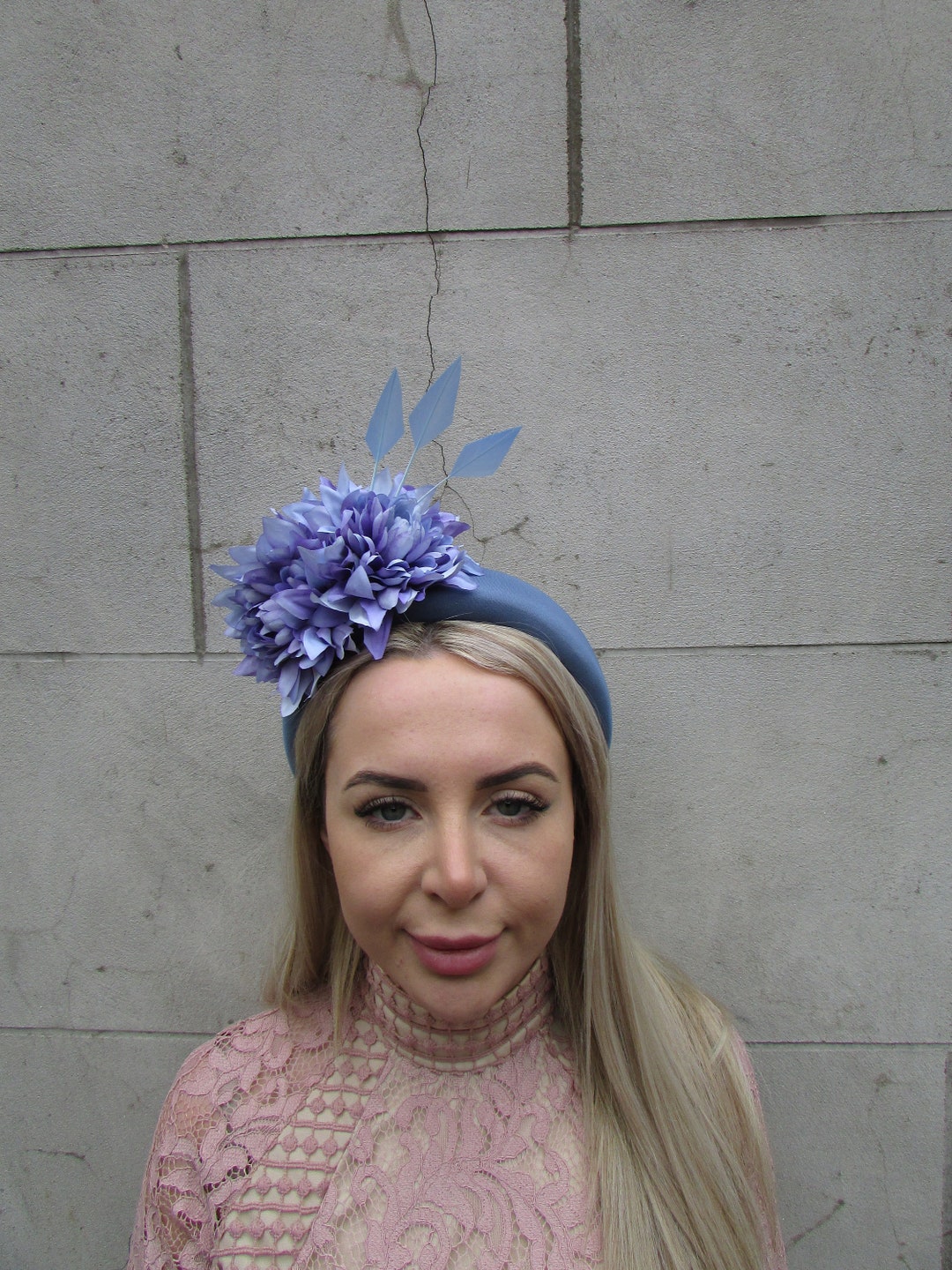 Light Cornflower Lilac Blue Fascinator Feather Flower Padded Headband ...