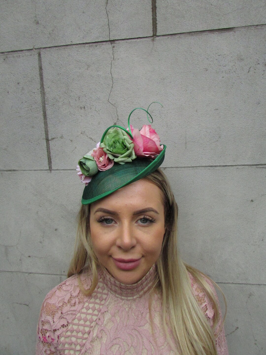 Emerald Green Blush Pink Dusky Pink Olive Green Feather Flower Saucer ...