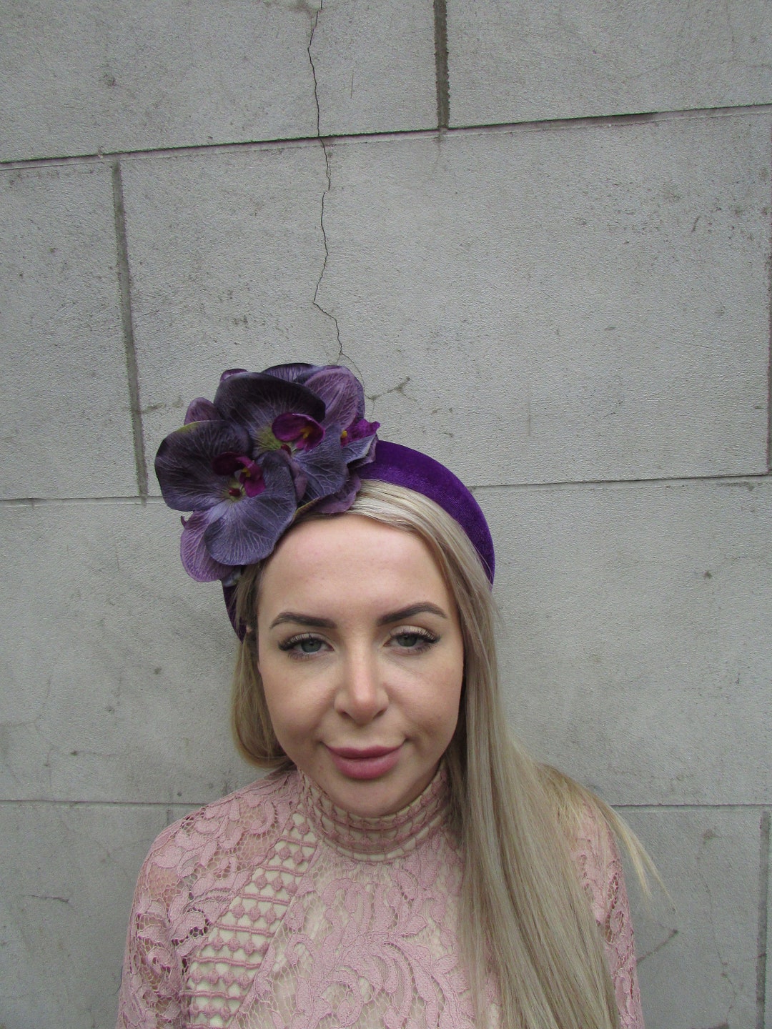 Grape Purple Fascinator Plum Orchid Flower Velvet Padded - Etsy