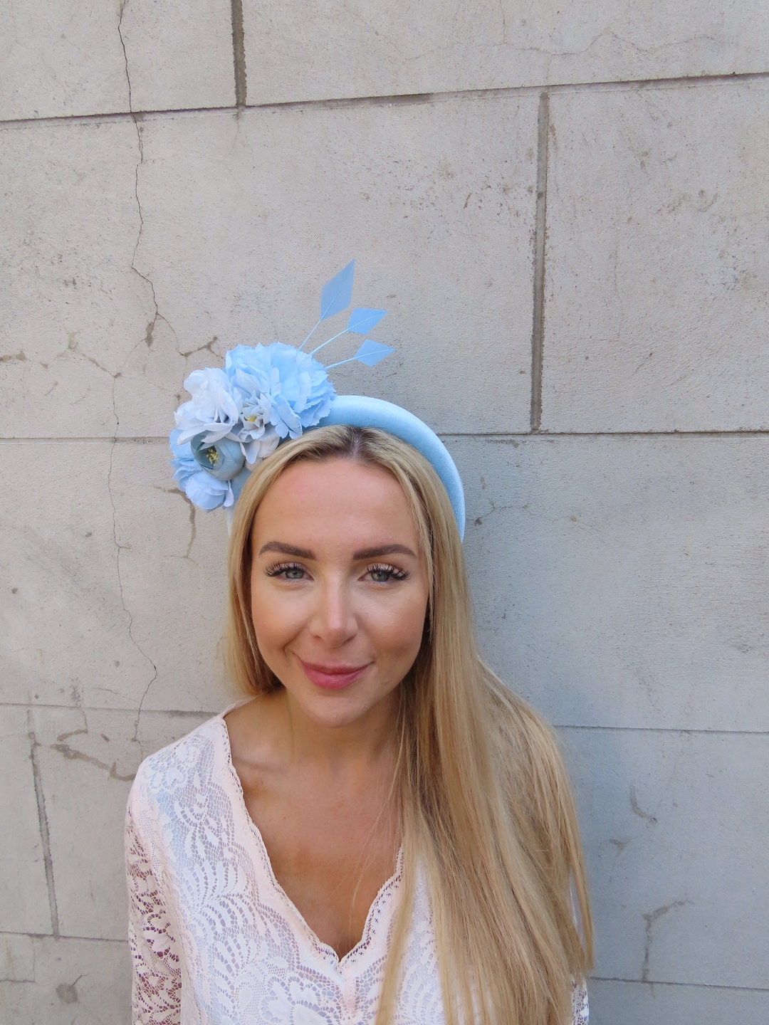 Light Blue Rose Flower Velvet Padded Headband Fascinator Headpiece ...