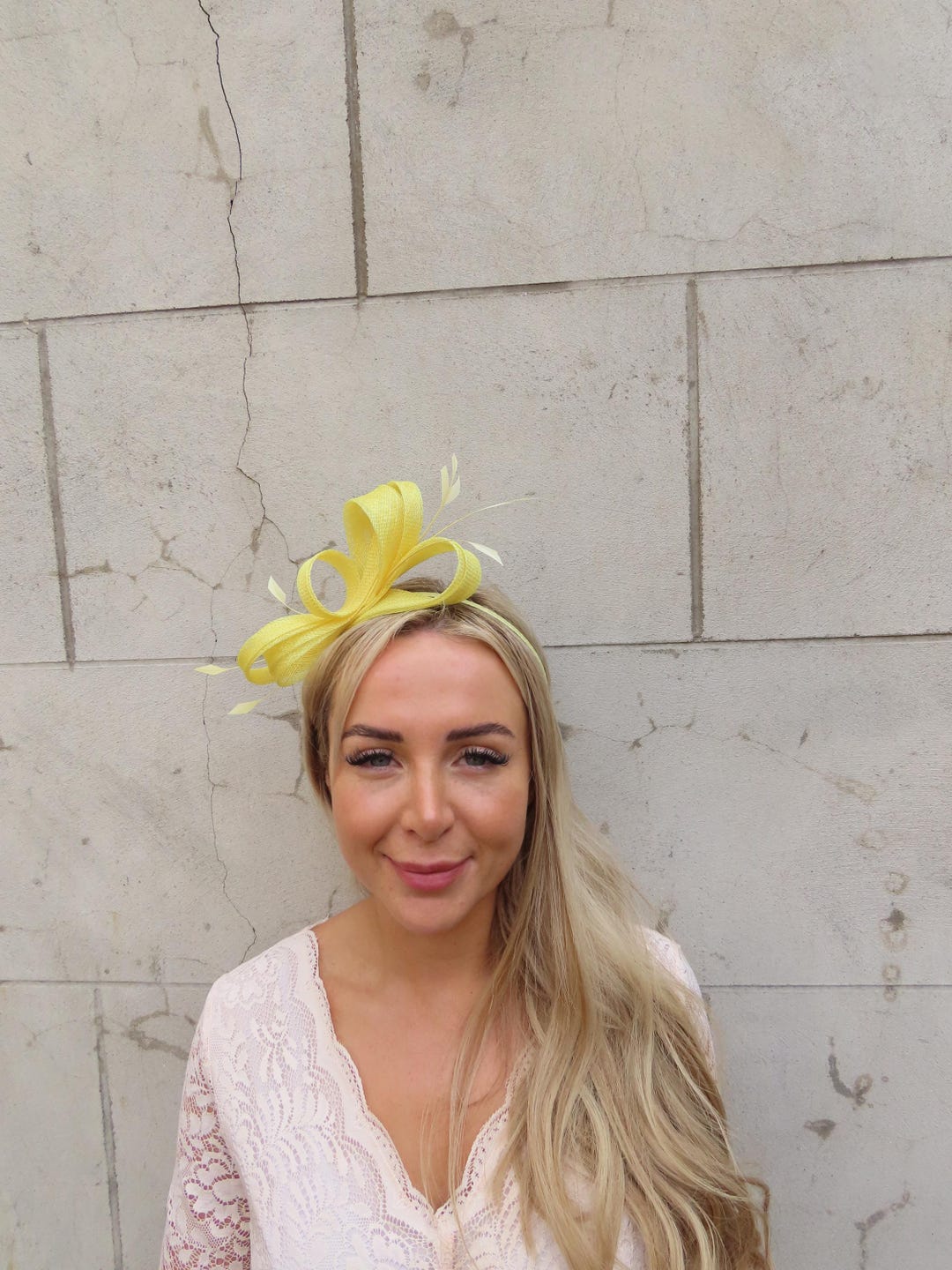 Lemon Yellow Feather Fascinator Headband Wedding Guest Headpiece Races ...