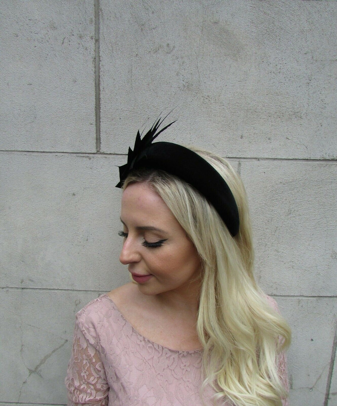 Black Feather Velvet Padded Headband Fascinator Headpiece - Etsy UK