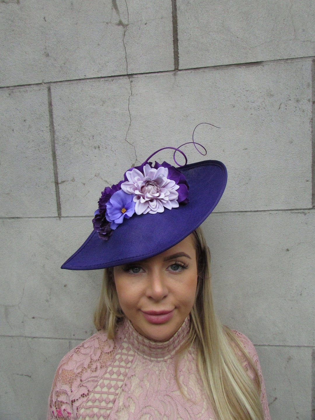 Purple Light Lilac Lavender Flower Large Teardrop Fascinator Hat Races ...