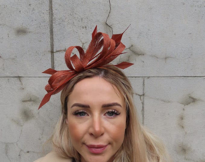 Rust Fascinator Headband Headpiece Races Wedding Guest Sinamay ...