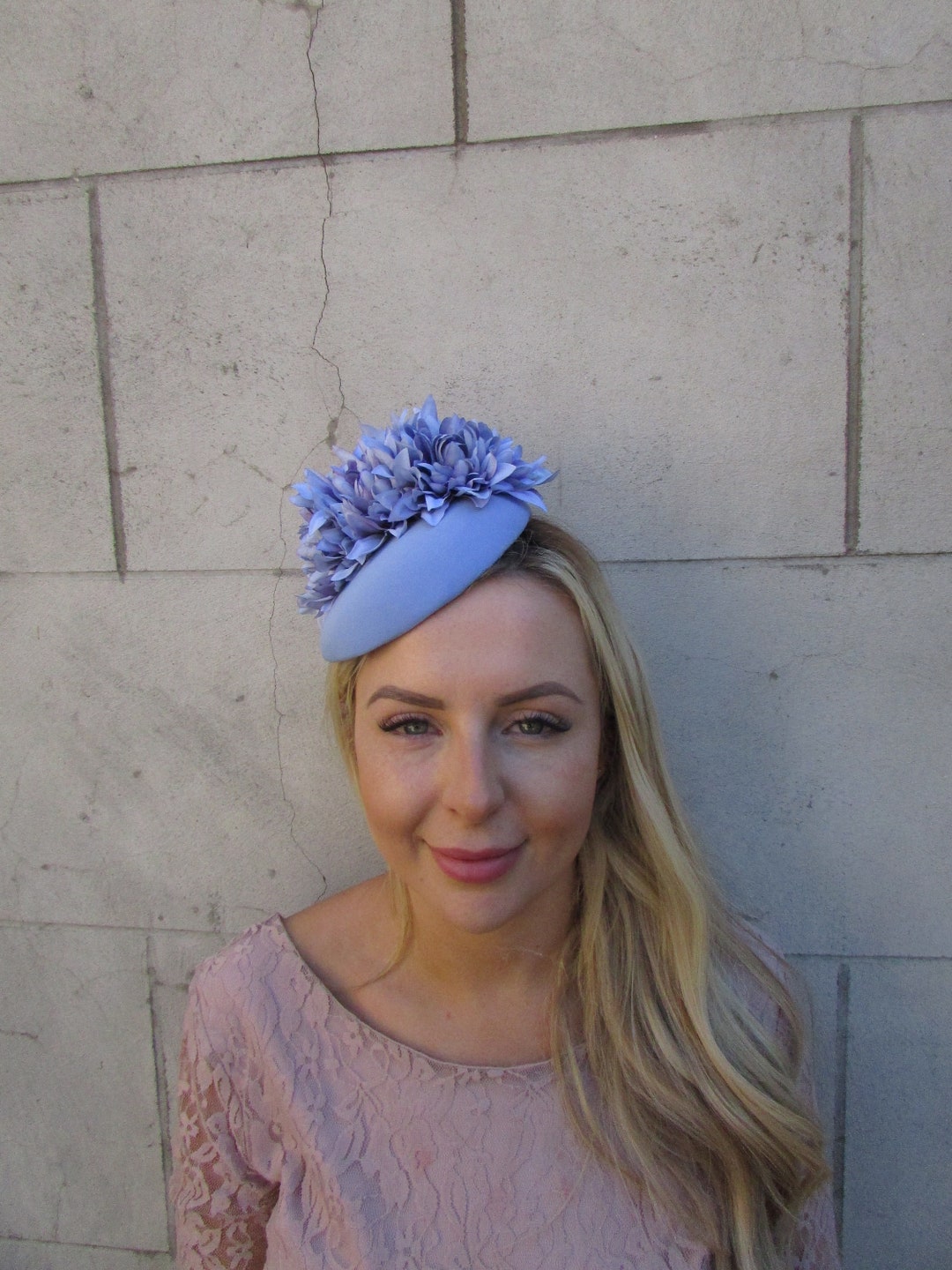 Cornflower Light Blue Flower Pillbox Hat Hair Fascinator Wedding Races ...