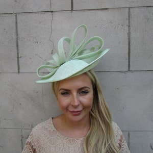 One off Piece - Large Light Mint Green Fascinator Hat Big Teardrop ...