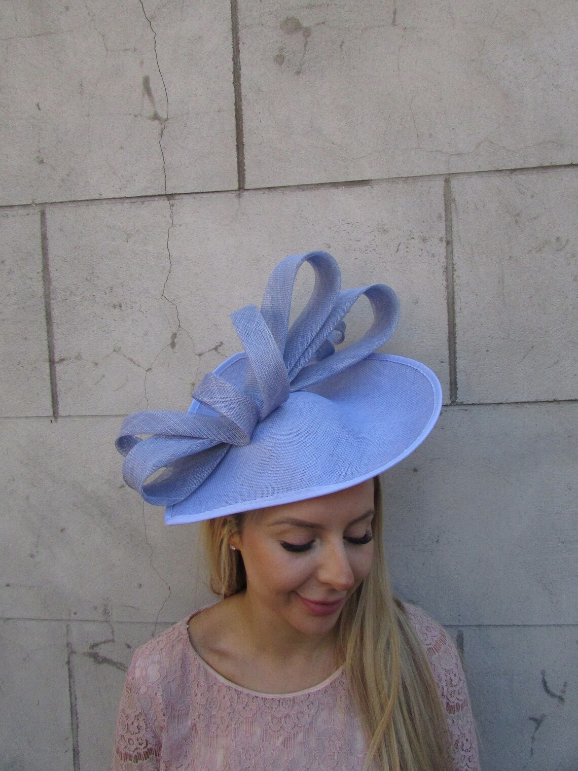 Large Light Cornflower Blue Periwinkle Bluebell Blue Fascinator Hat Big ...