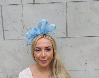 One off Piece - Light Baby Blue Fascinator Headband Headpiece Races ...