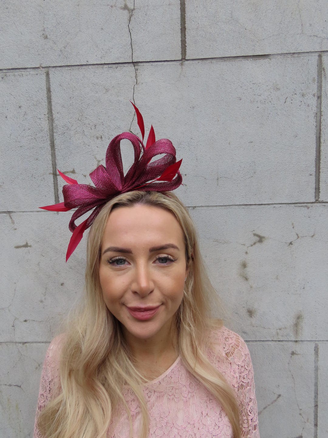 Burgundy Wine Red Feather Fascinator Headband Headpiece Races Wedding ...