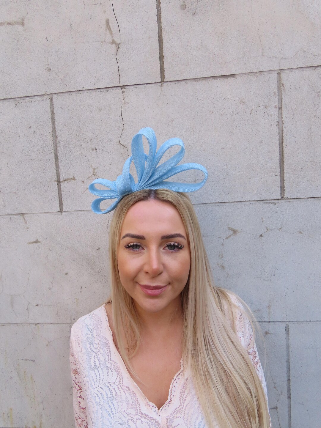 One off Piece - Light Blue Fascinator Headband Headpiece Races Wedding ...