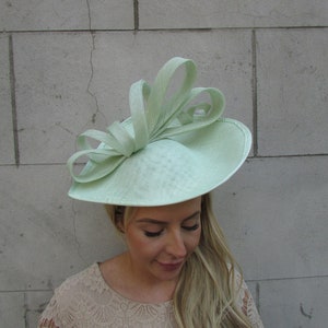 One off Piece - Large Light Mint Green Fascinator Hat Big Teardrop ...