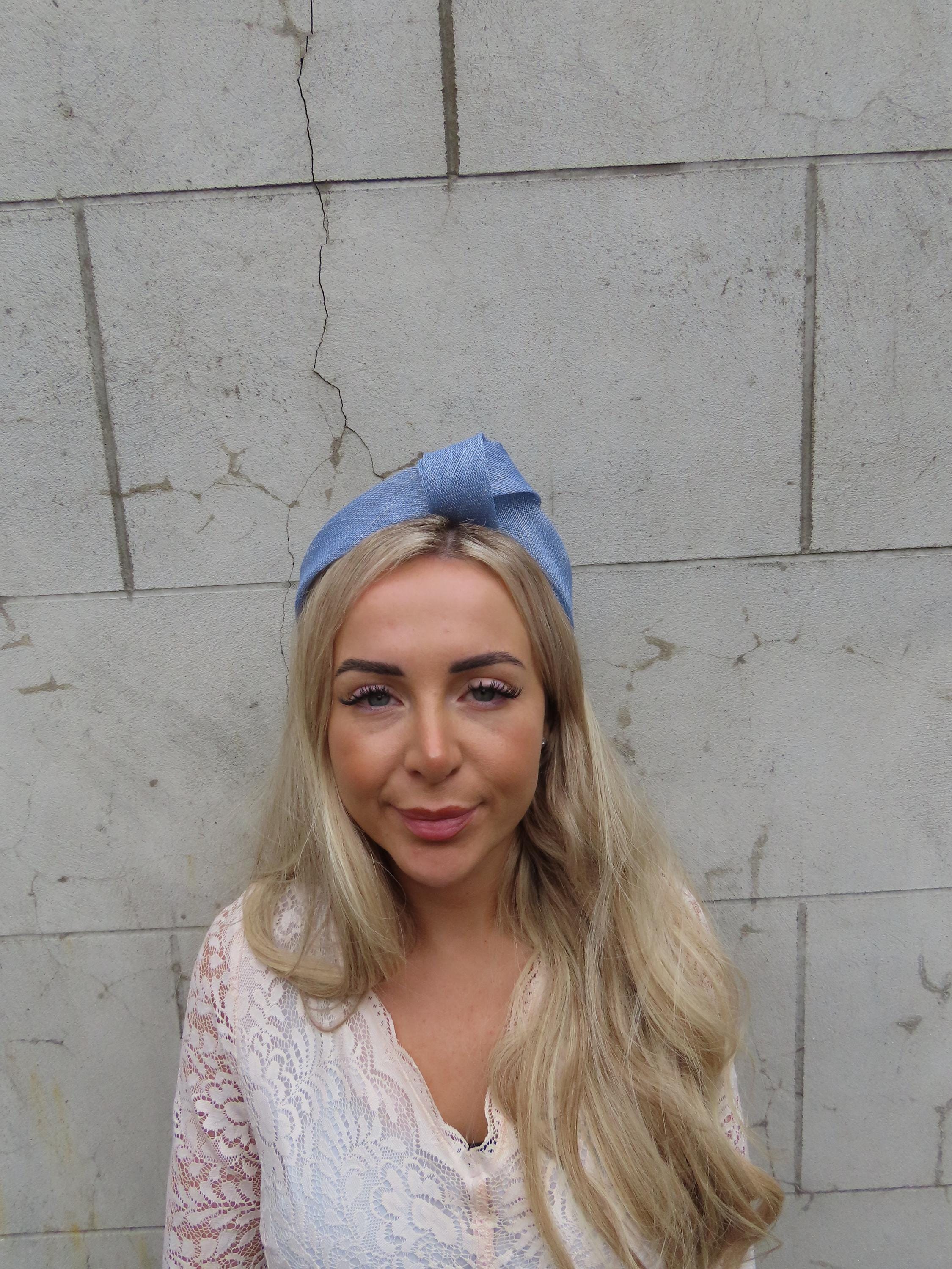 Light Cornflower Blue Sinamay Knot Fascinator Headband Turban Headpiece ...