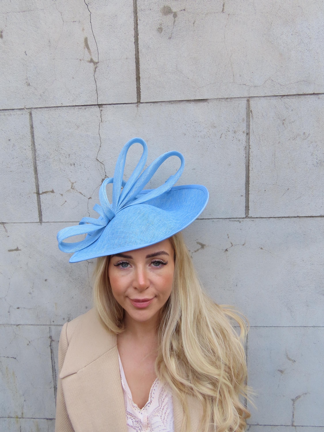Large Light Blue Teardrop Fascinator Hat Big Hatinator Wedding Guest ...