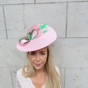One off Piece Large Bright Emerald Green Blush Dusky Pink Straw Style ...
