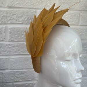 New Gold Velvet Feather Fascinator Padded Headband Headpiece Wedding ...