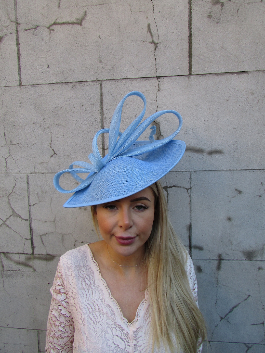 Large Light Blue Teardrop Fascinator Hat Big Hatinator Wedding Guest ...