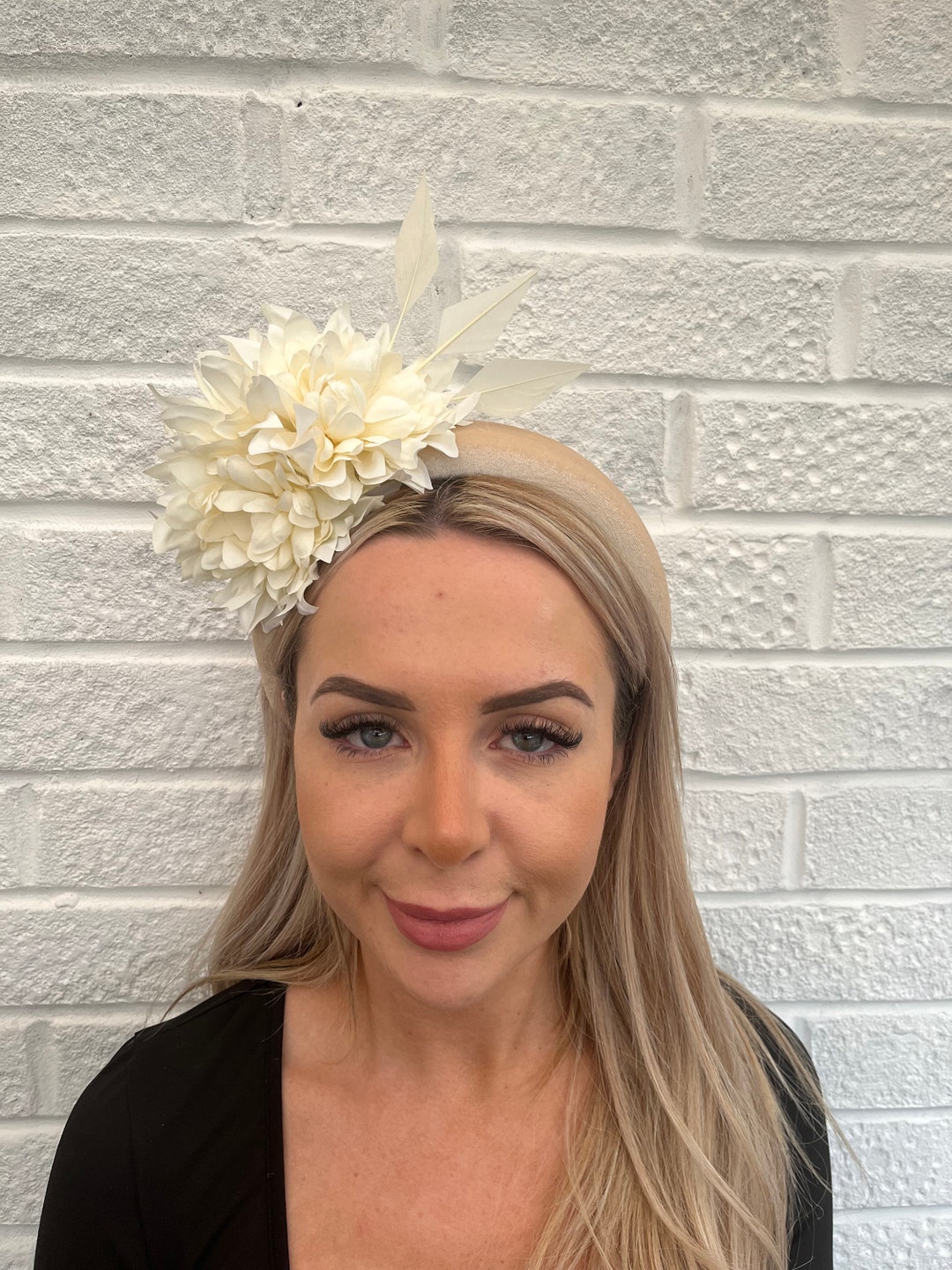 Cream & Champagne Fascinator Flower Padded Headband Headpiece Wedding ...