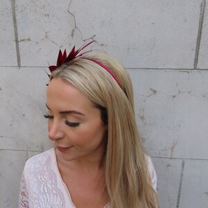 Burgundy Wine Red Feather Fascinator Races Wedding Guest Headpiece ...