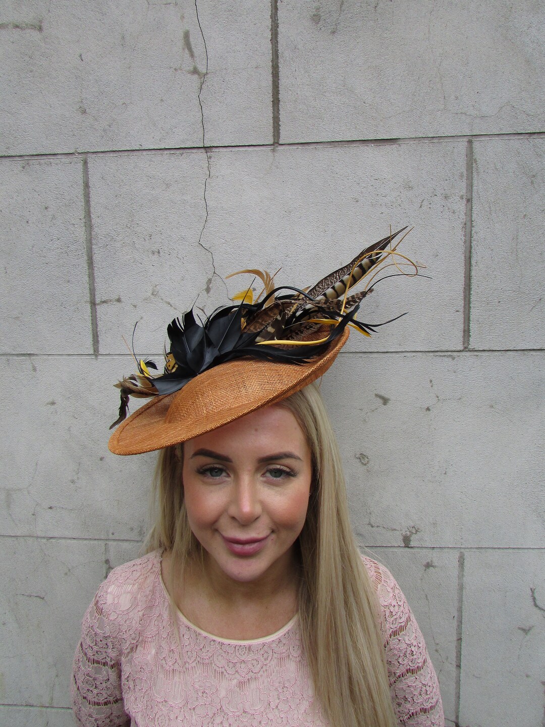 One off Piece - Large Mustard Gold Yellow Black Pheasant Feather ...