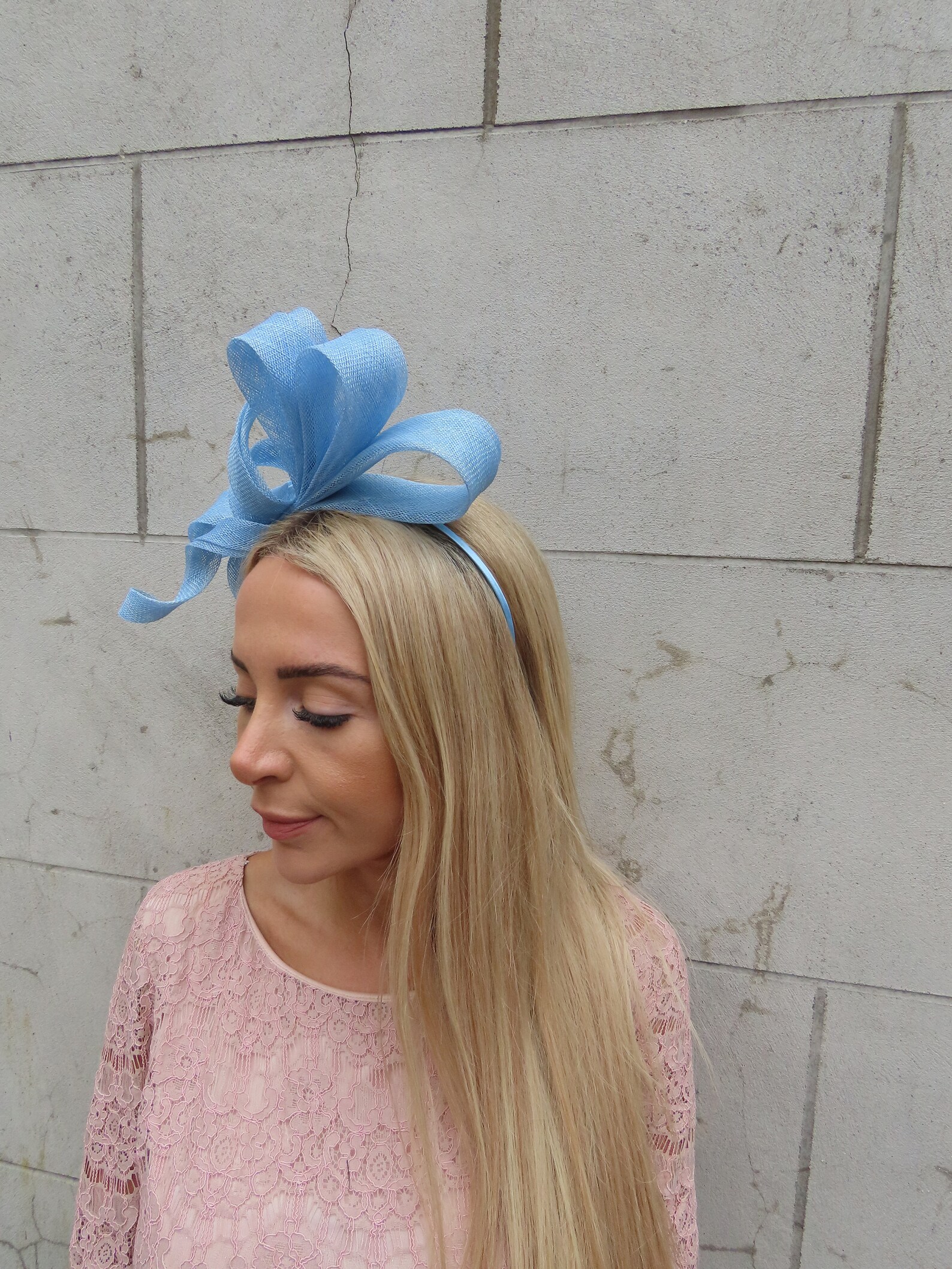 One off Piece Light Baby Blue Fascinator Headband Headpiece Races ...