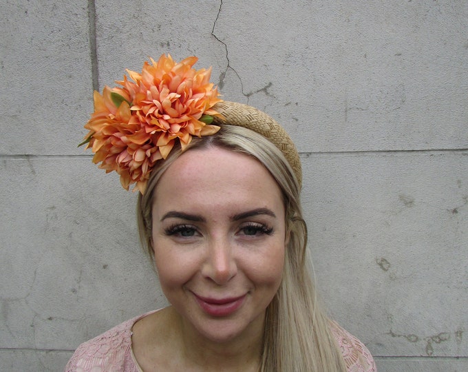 Races Headband Fascinator Flower Crown Melbourne Cup Rose Gold Pink ...
