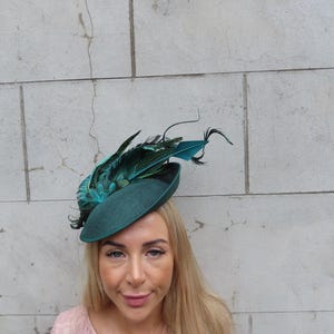 One off Piece - Bottle Green Peacock Pheasant Feather Fascinator Hat ...